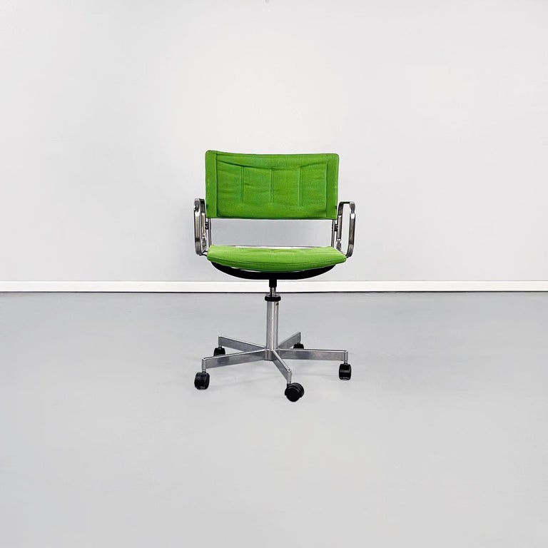 Italian Mid-Century Green Fabric and Steel Office Chairs by Zanotta ...