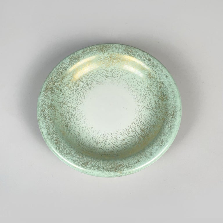 Italian Midcentury Green Light Blue Gold Ceramic Centerpiece by Mangani ...