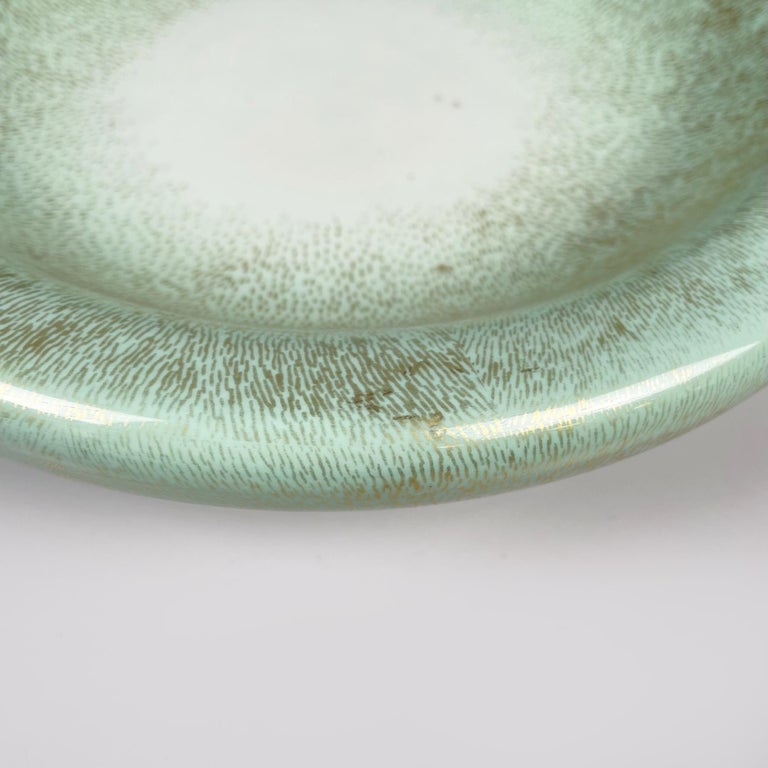 Italian Midcentury Green Light Blue Gold Ceramic Centerpiece by Mangani ...