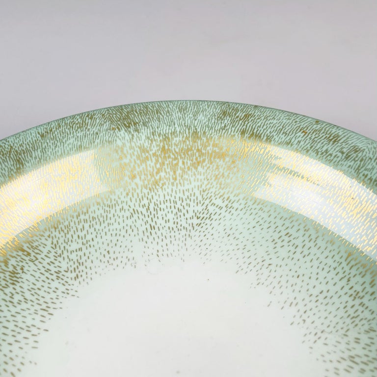 Italian Midcentury Green Light Blue Gold Ceramic Centerpiece by Mangani ...