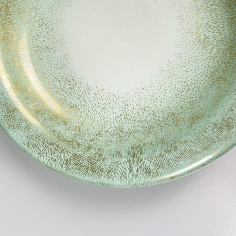 Italian Midcentury Green Light Blue Gold Ceramic Centerpiece by Mangani ...