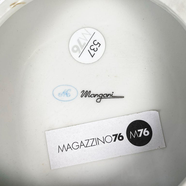 Italian Midcentury Green Light Blue Gold Ceramic Centerpiece by Mangani ...