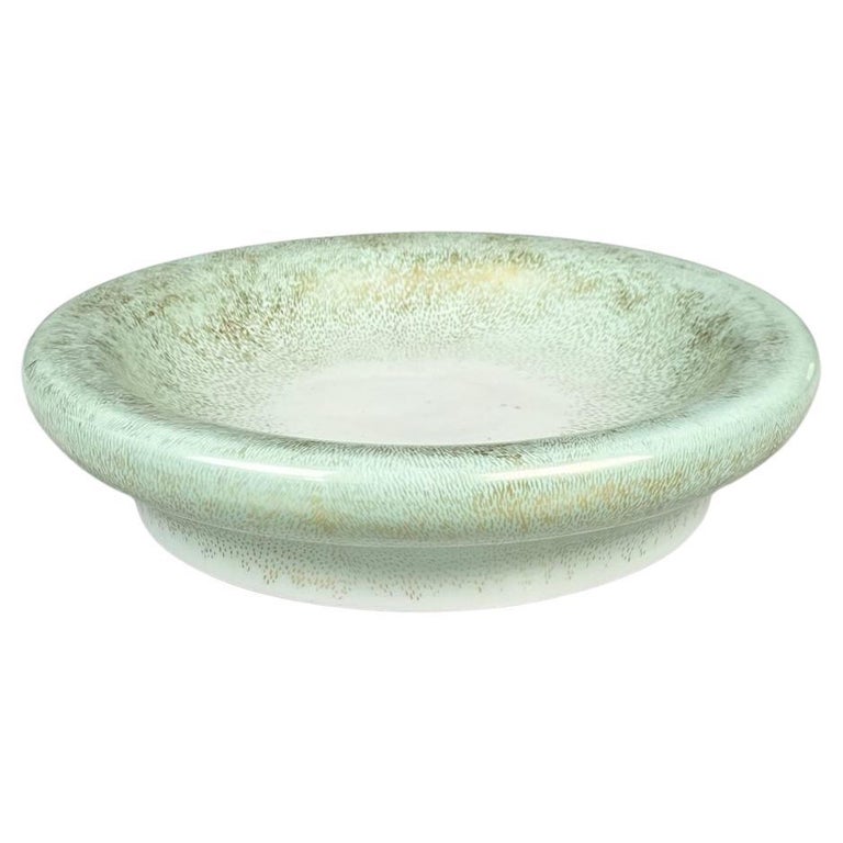 Italian Midcentury Green Light Blue Gold Ceramic Centerpiece by Mangani ...