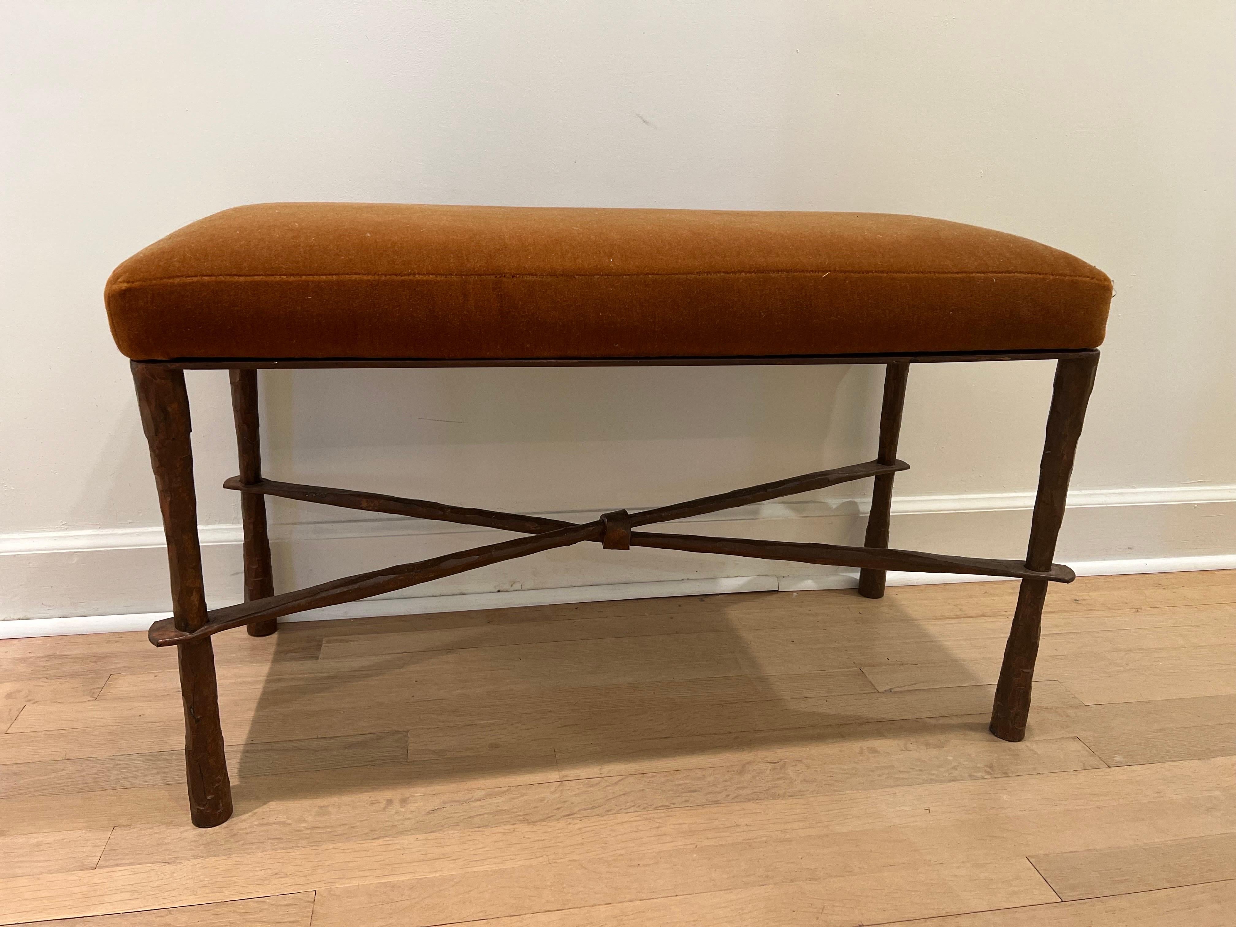 Italian Mid-Century Hammered Iron Bench Styled After Giovanni Banci for ...