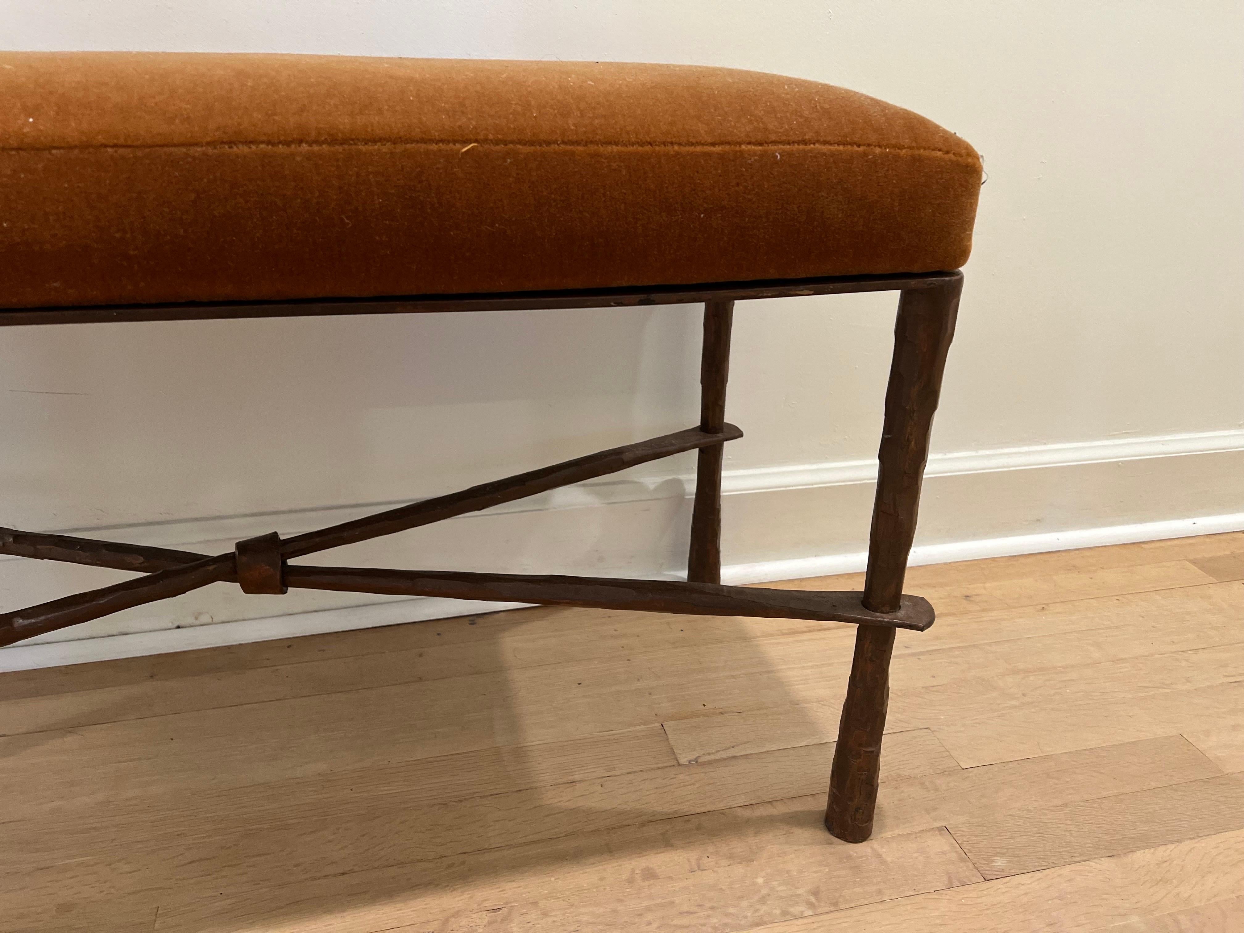 Italian Mid-Century Hammered Iron Bench Styled After Giovanni Banci for ...