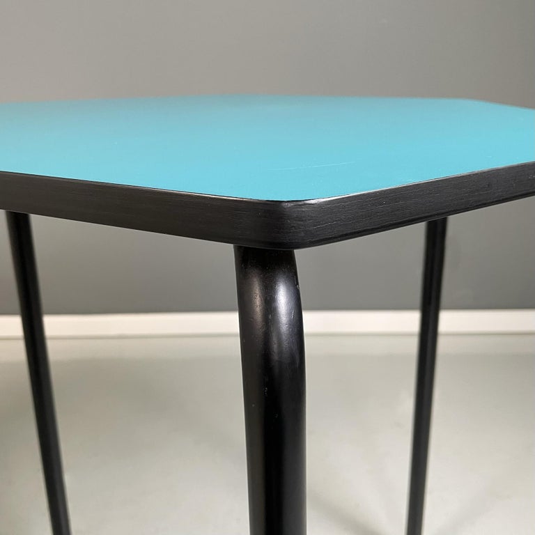 Italian Midcentury Hexagonal Bar Tables in Blue Formica and Black Metal ...
