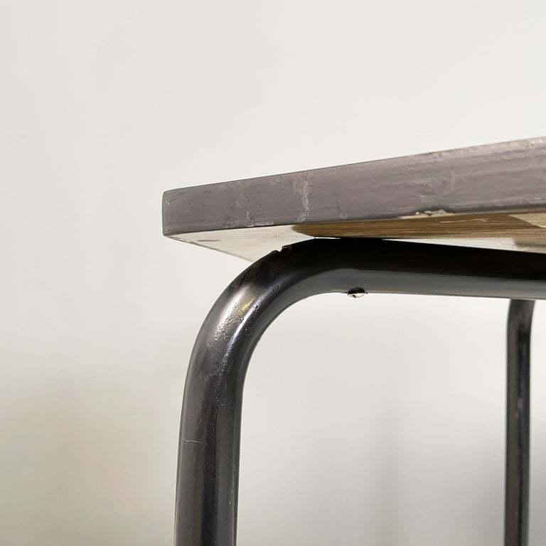 Italian Midcentury Hexagonal Bar Tables in Blue Formica and Black Metal ...