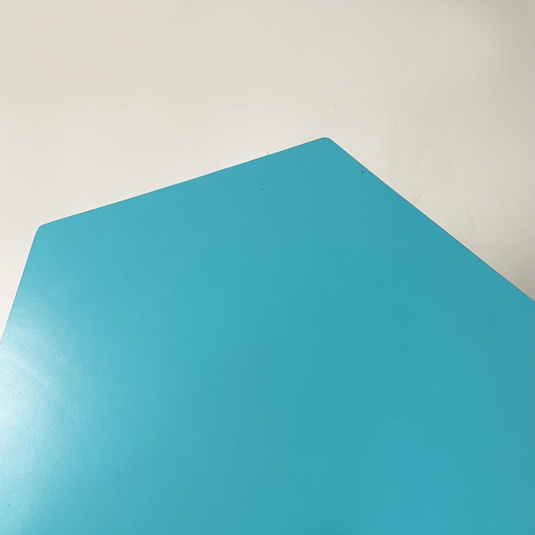 Italian Midcentury Hexagonal Bar Tables in Blue Formica and Black Metal ...
