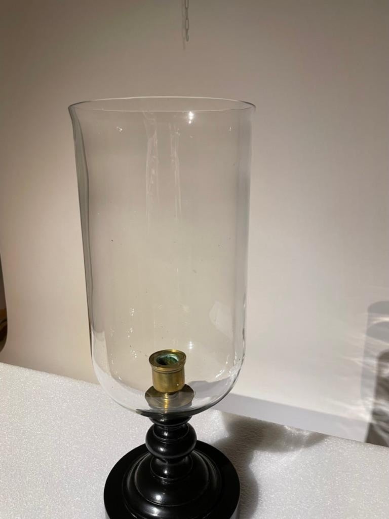 Italian Mid Century Hurricane Lamp with Black Lacquered Base For Sale ...