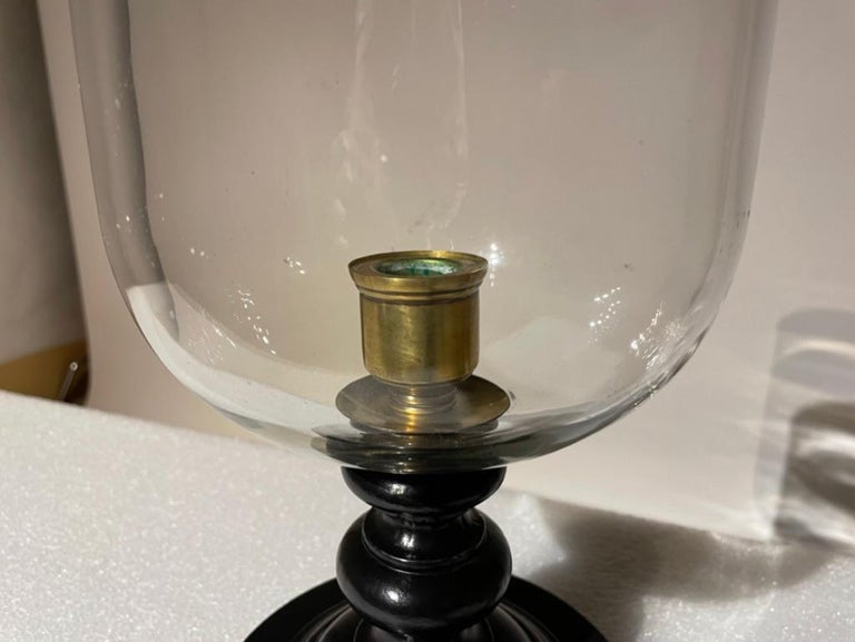 Italian Mid Century Hurricane Lamp with Black Lacquered Base For Sale ...