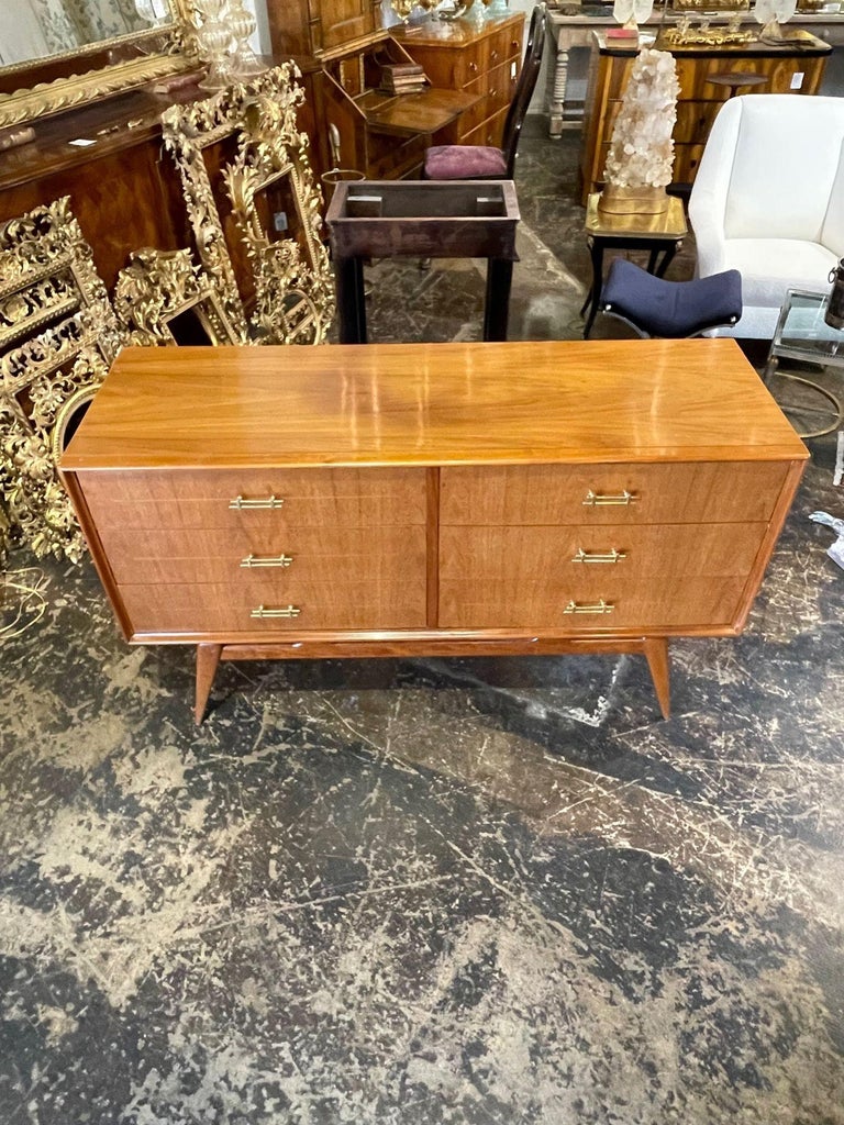 Italian Mid-Century Inlaid Walnut Dresser For Sale at 1stDibs