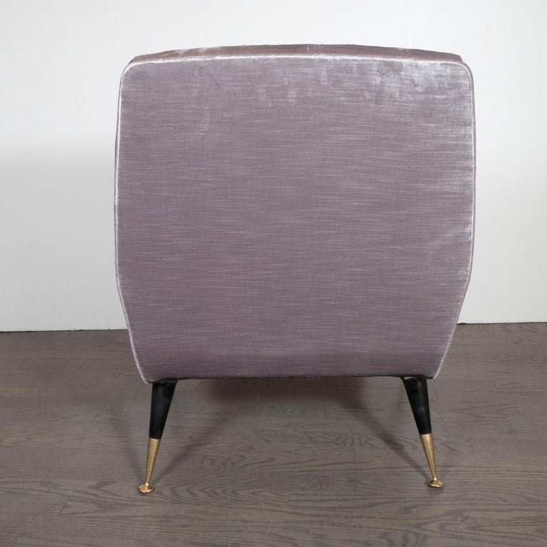 Italian Midcentury Lounge Chair with Brass Sabots in Smoked Lavender ...