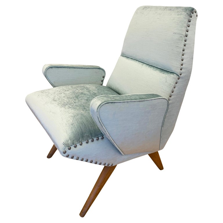 Italian Mid-Century Lounge Chair with Studs For Sale at 1stDibs
