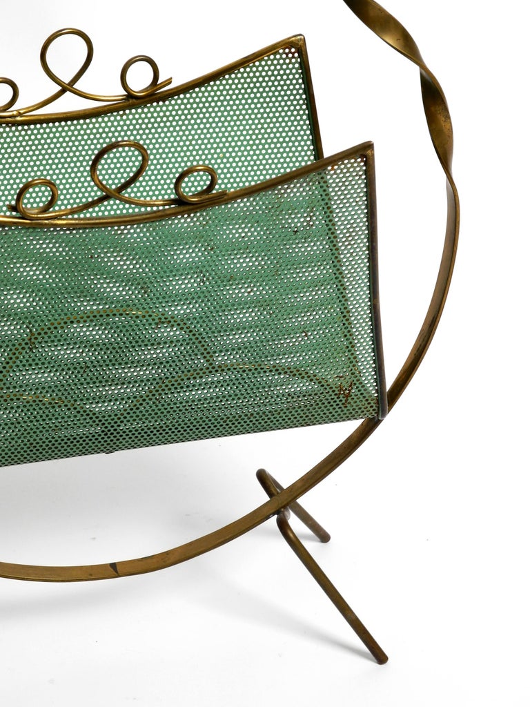Italian Mid Century magazine rack made of brass and perforated sheet ...
