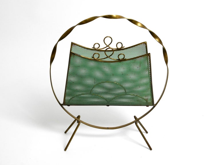 Italian Mid Century magazine rack made of brass and perforated sheet ...