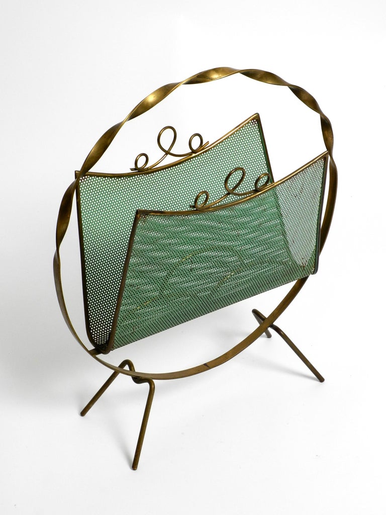 Italian Mid Century magazine rack made of brass and perforated sheet ...