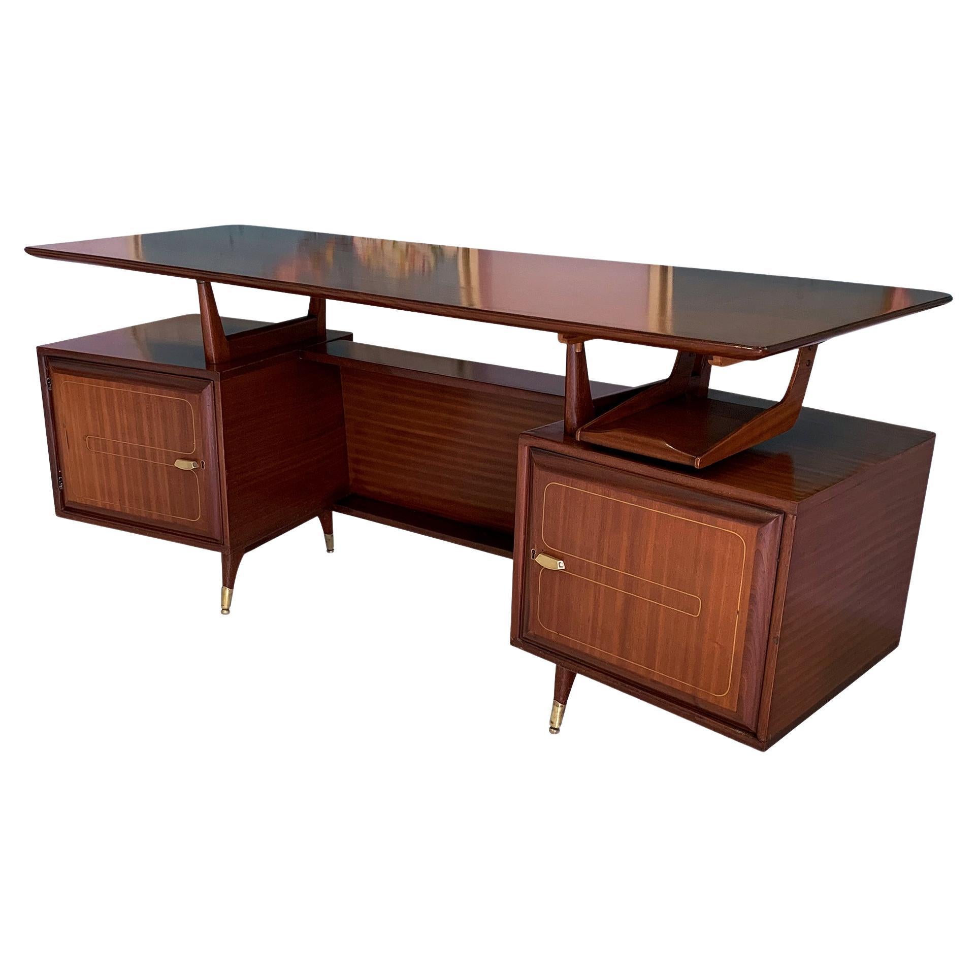 Iconic 1950s Mid-Century Modern Walnut Executive Desk by Leopold Desk ...
