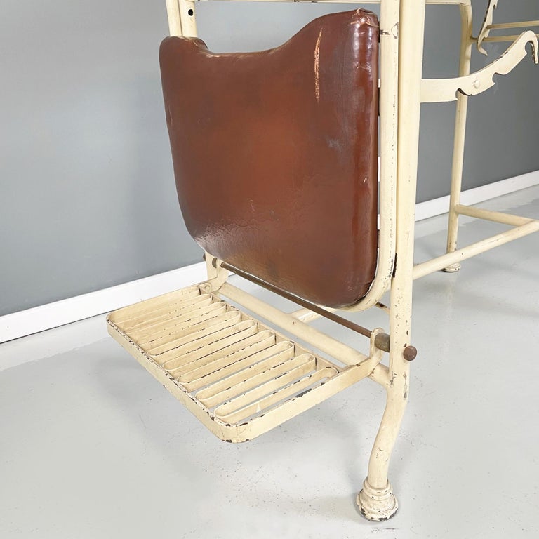 Italian Mid-Century Medical Laboratory Bed Brown Leather and White ...