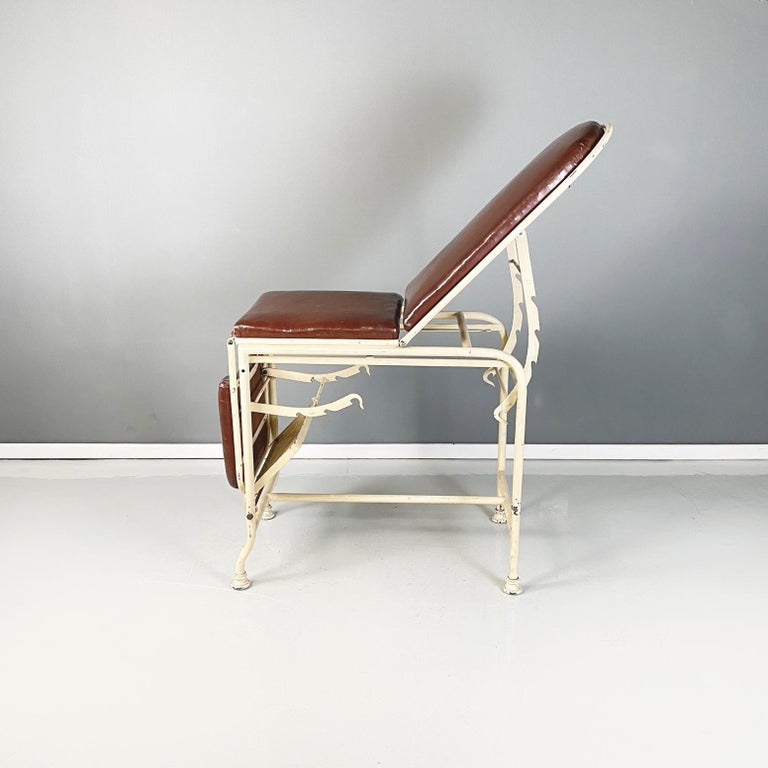 Italian Mid-Century Medical Laboratory Bed Brown Leather and White ...