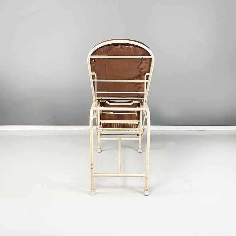 Italian Mid-Century Medical Laboratory Bed Brown Leather and White ...