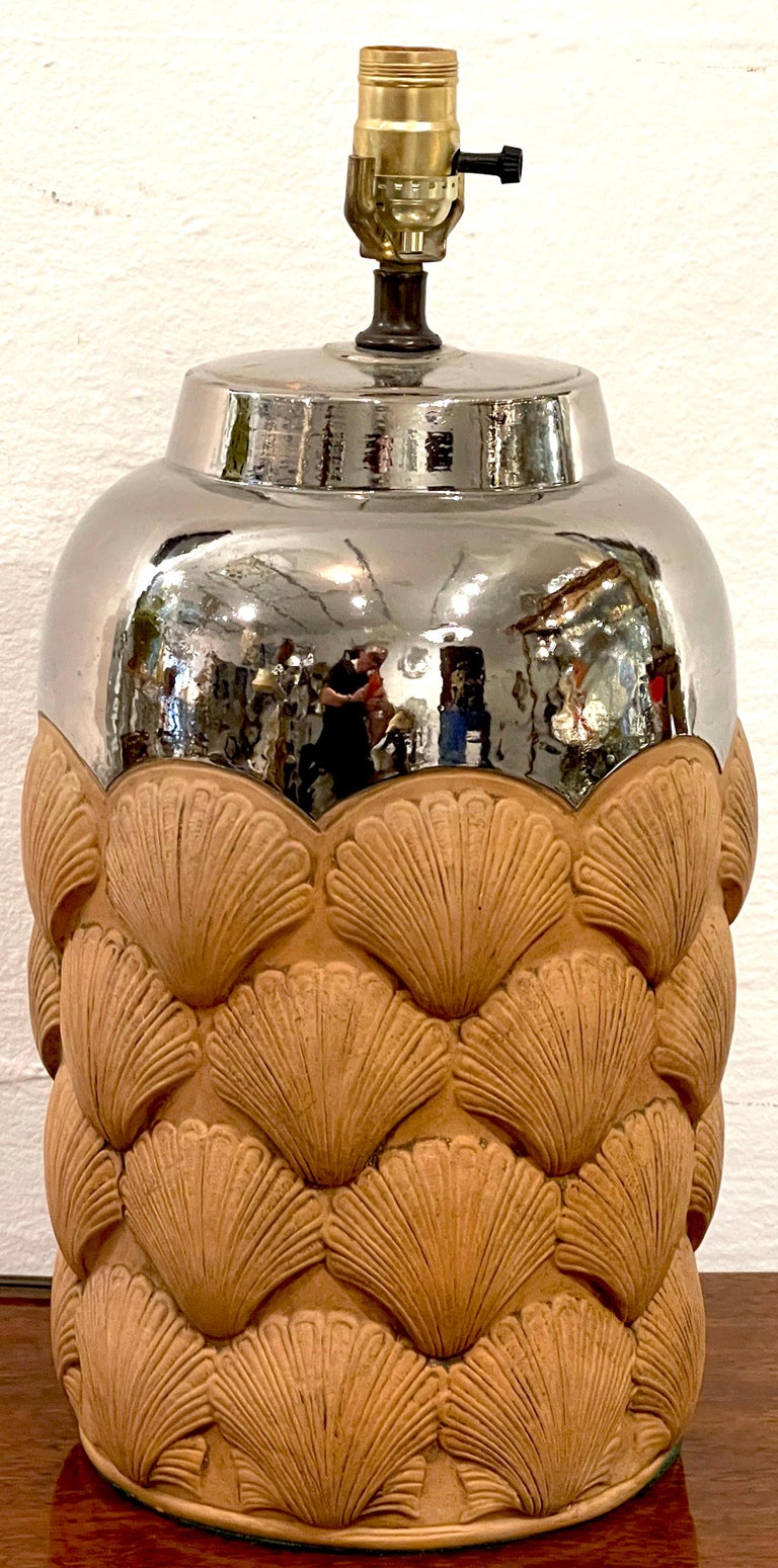 Italian Mid-Century Mercury Glazed and Terracotta Shell Motif Lamp For ...
