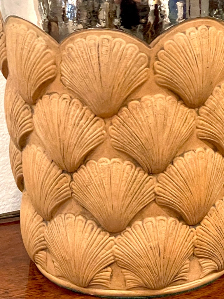 Italian Mid-Century Mercury Glazed and Terracotta Shell Motif Lamp For ...