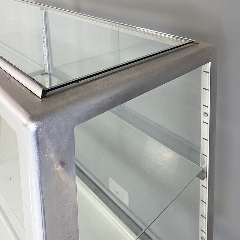 Italian Mid-Century Modern Aluminium and Glass Pharmacy Vitrin, 1950s ...