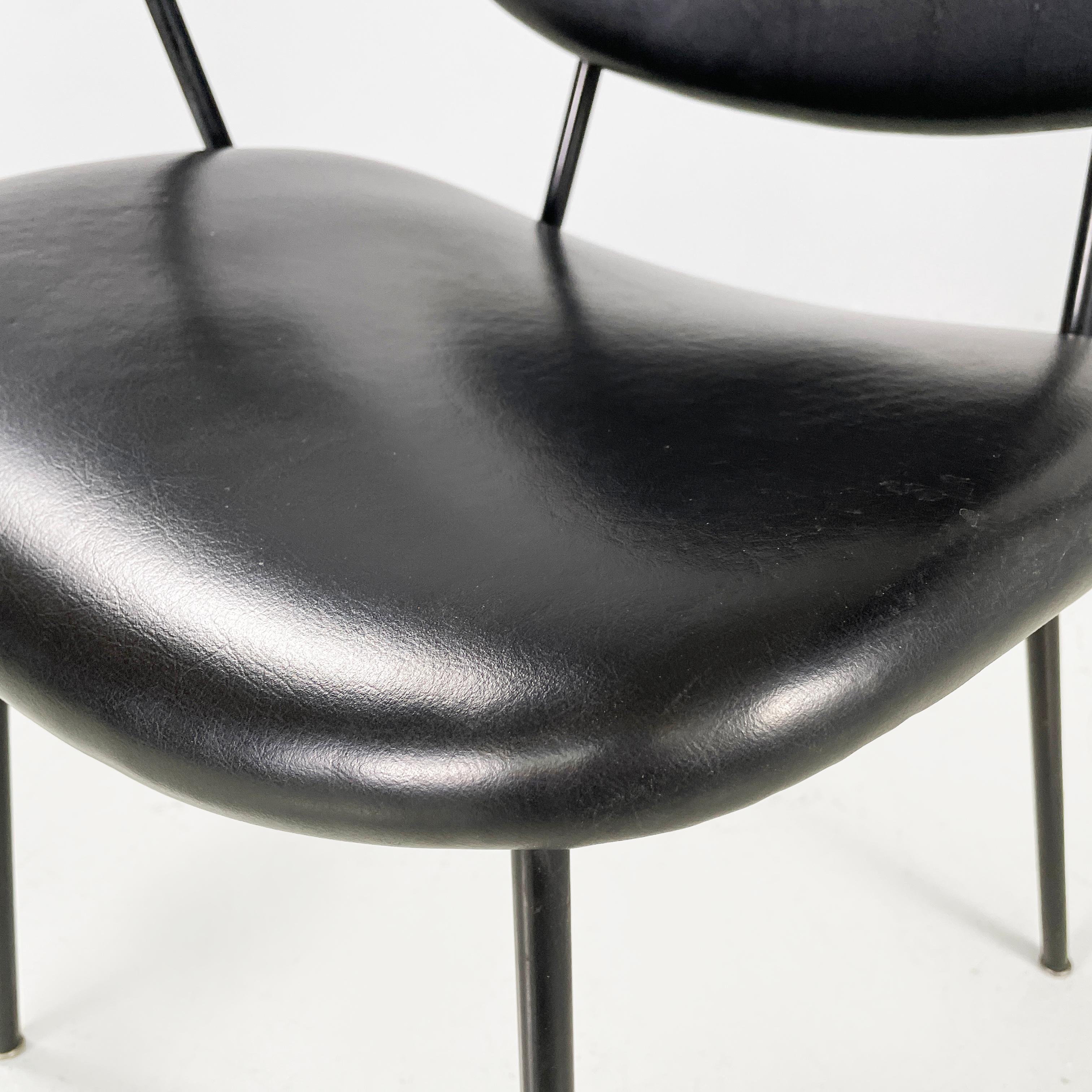 Italian mid-century modern Armchair in sky and black metal by Olivetti ...