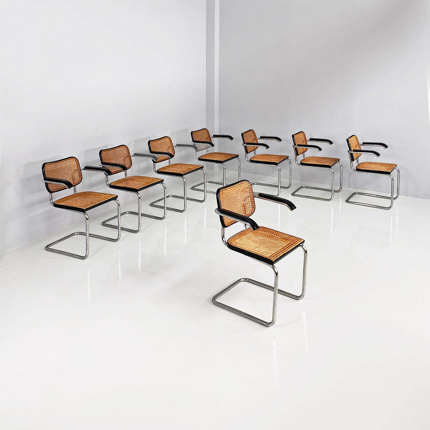 Italian mid-century modern black Cesca chairs by Marcel Breuer for ...