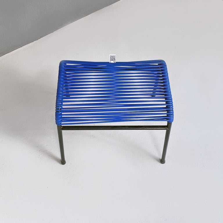 Italian Mid-Century Modern Black Metal and Blue Plastic Footrests or ...