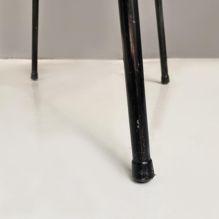 Italian Mid-Century Modern Black Metal and Red Plastic Footrest or ...