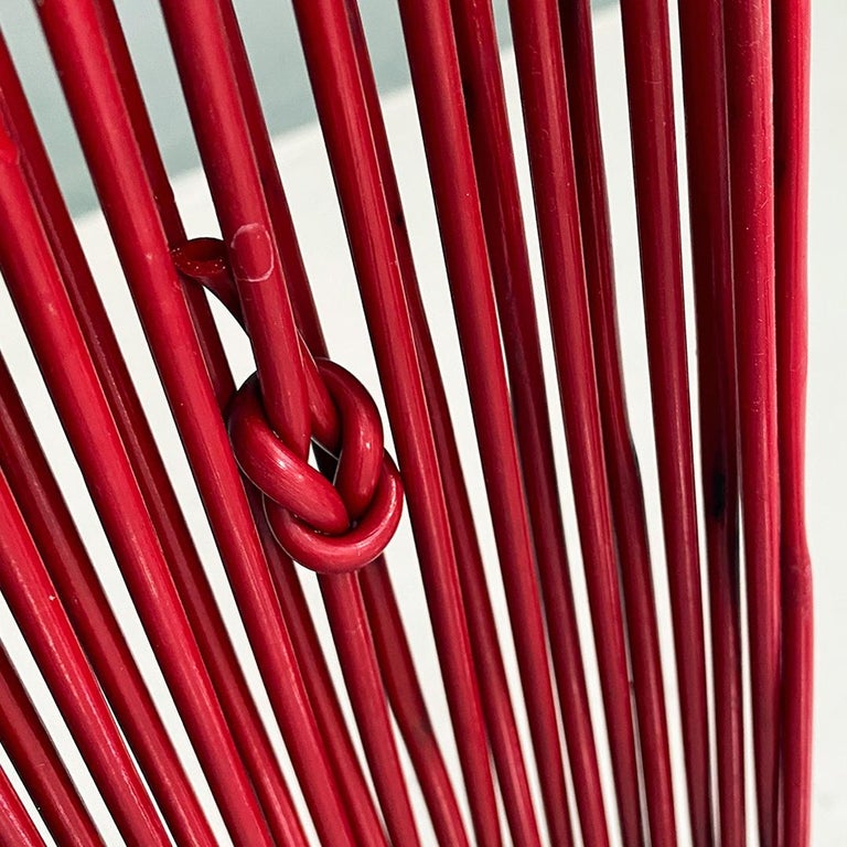 Italian Mid-Century Modern Black Metal and Red Plastic Footrest or ...