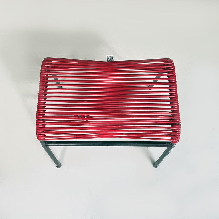 Italian Mid-Century Modern Black Metal and Red Plastic Footrest or ...