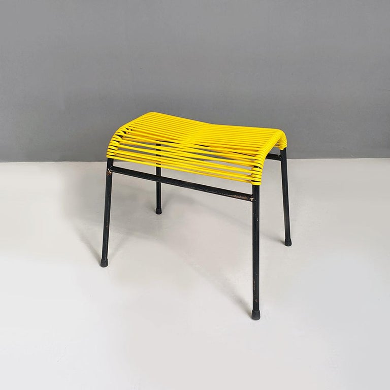 Italian Mid-Century Modern Black Metal and Yellow Plastic Footrest or ...
