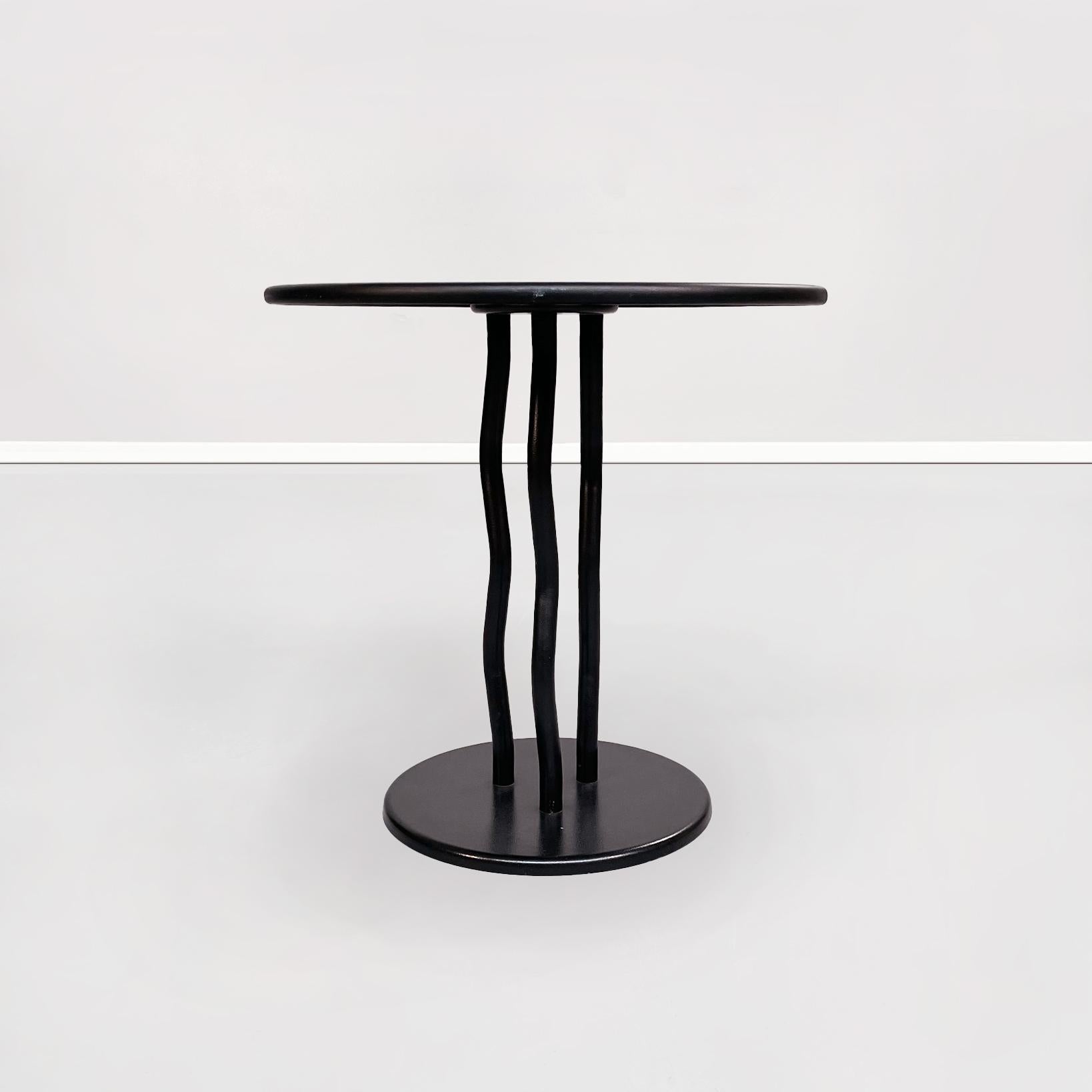 Italian Mid-Century Modern Black Metal Round Coffee Table, 1980s at 1stDibs