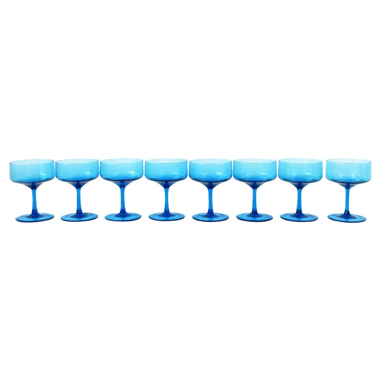 Italian Midcentury Modern Blue Cocktail Glasses, Set of 8 at 1stDibs ...