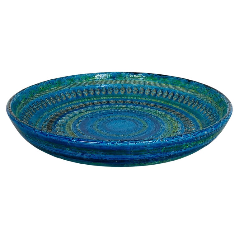 Italian Mid-Century Modern Blue Decorated Plate by Bitossi, 1970s For ...