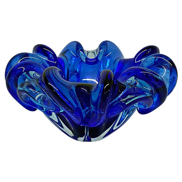 Italian Mid-Century Modern Blue Murano Ashtray, 1970s at 1stDibs