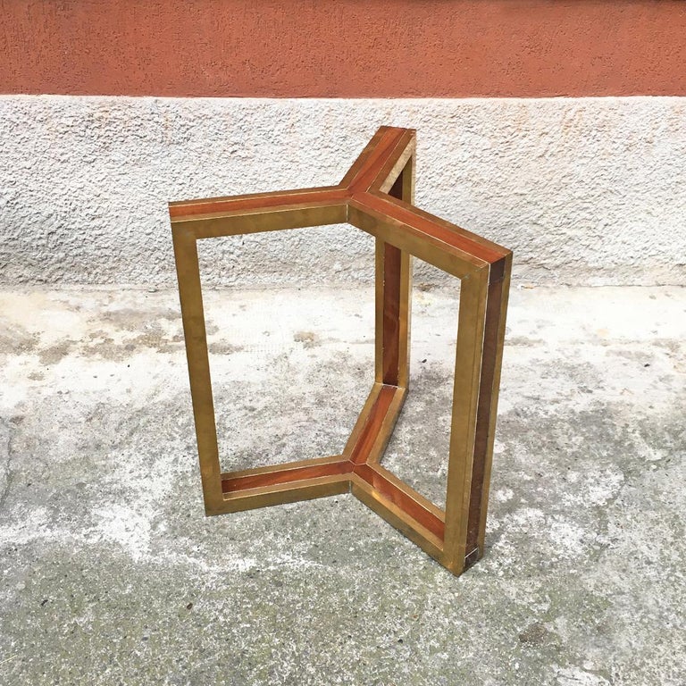Italian Mid-Century Modern Brass and Wood Bases, 1980s at 1stDibs