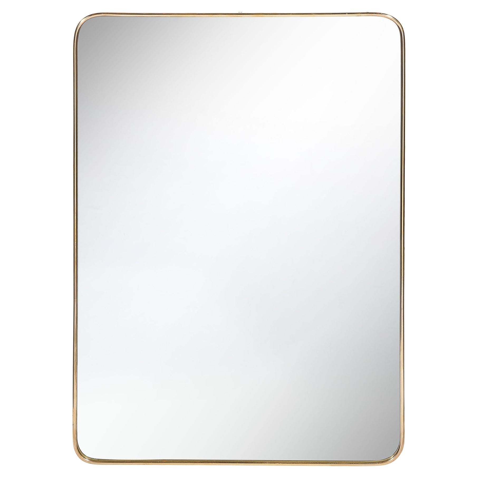 Rectangular Mid Century Italian Brass Framed Mirror at 1stDibs