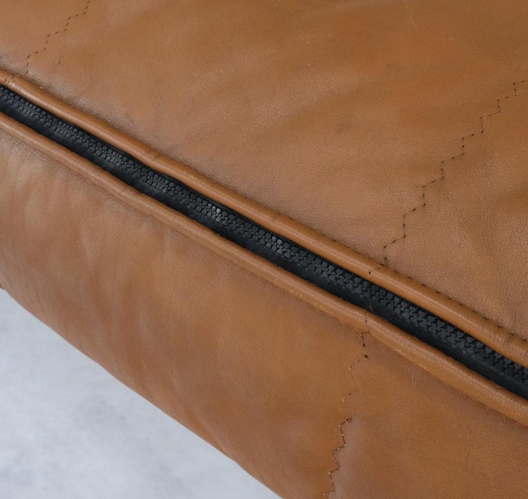 Italian Mid-Century Modern Brown Leather Round Head Bolster Daybed Sofa ...