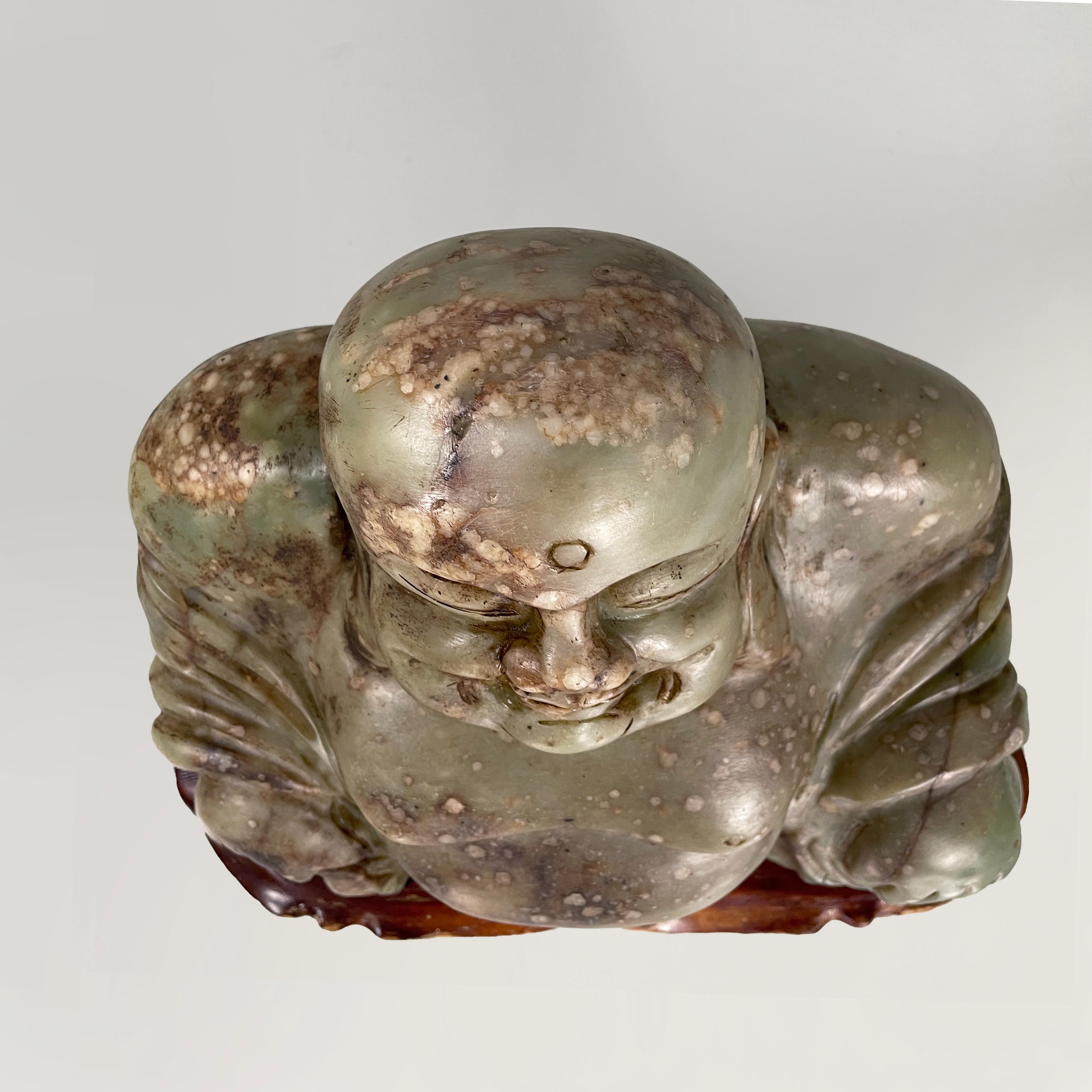 Italian mid-century modern Buddha sculpture in jade and wood, 1950s For ...