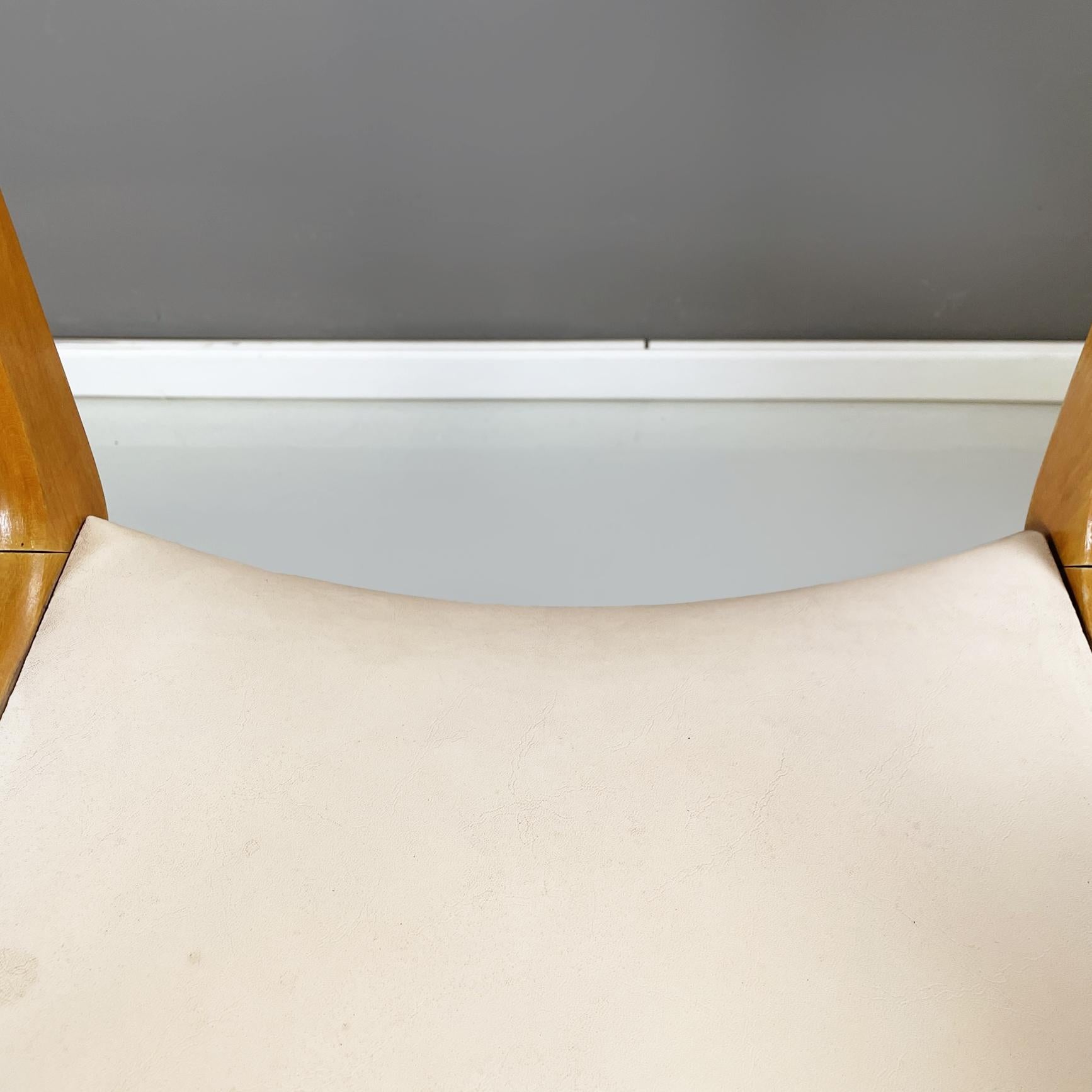 Italian mid-century modern Chair Boomerang in beige sky, wood and metal ...