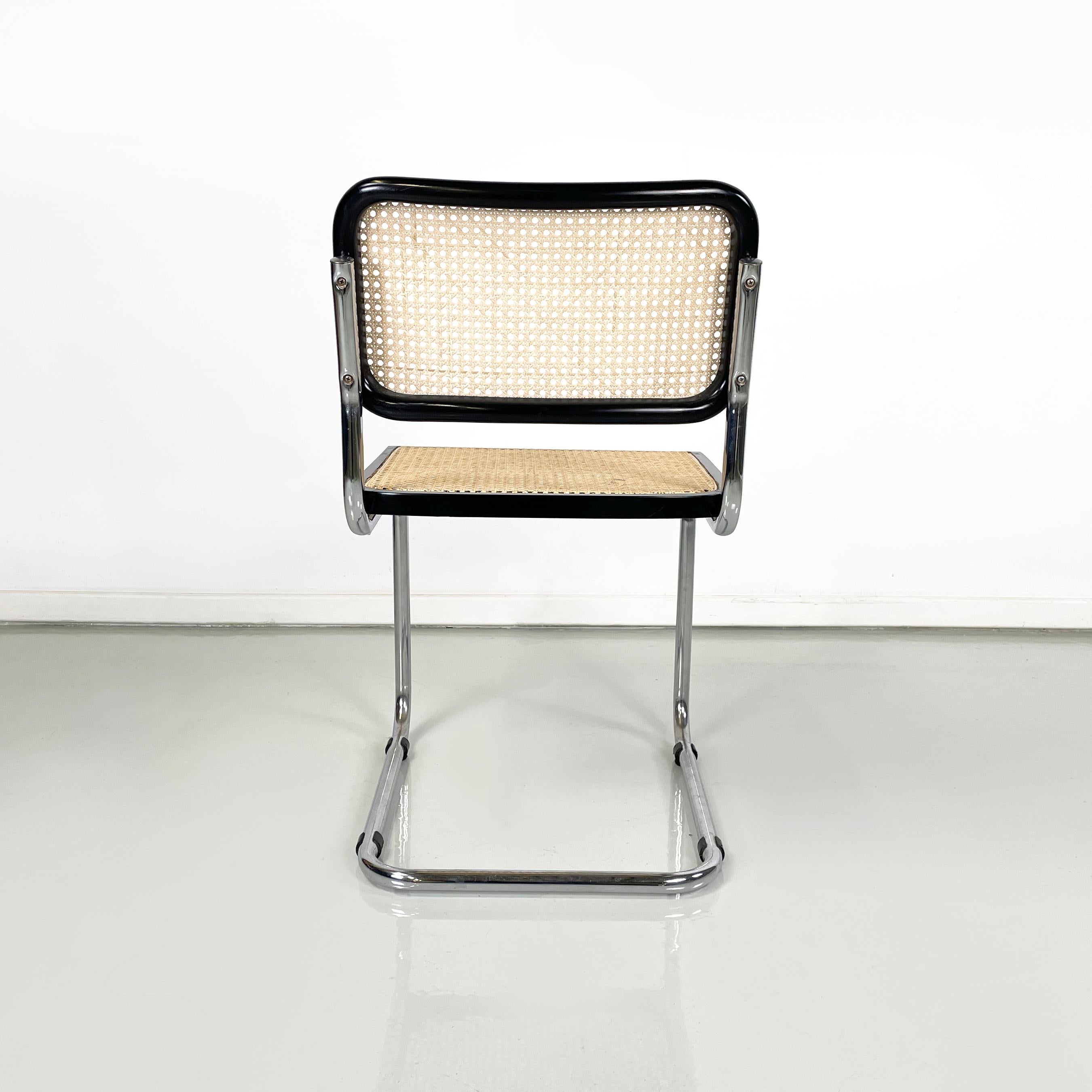 Italian mid-century modern Chairs in straw, black wood and steel, 1960s ...