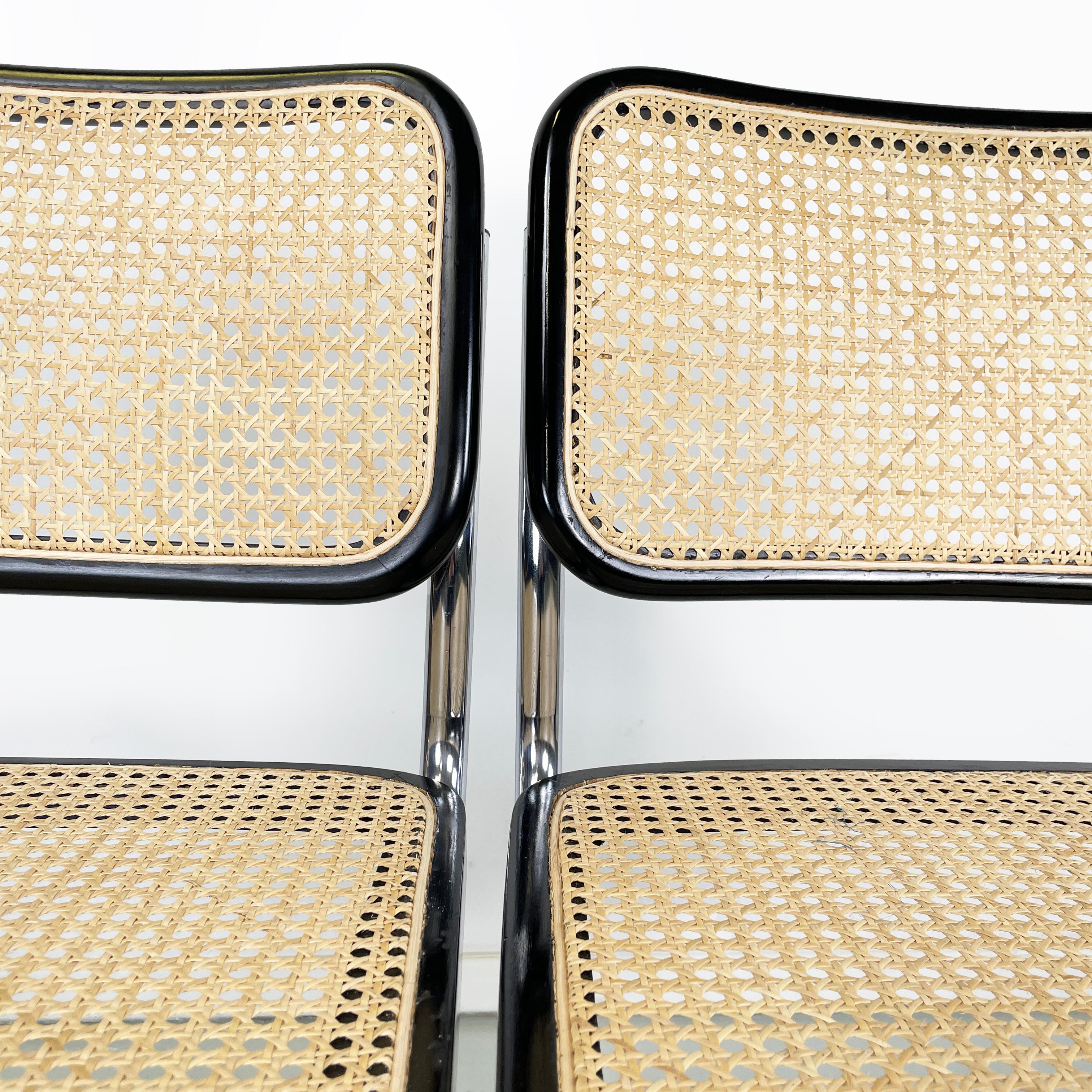 Italian mid-century modern Chairs in straw, black wood and steel, 1960s ...