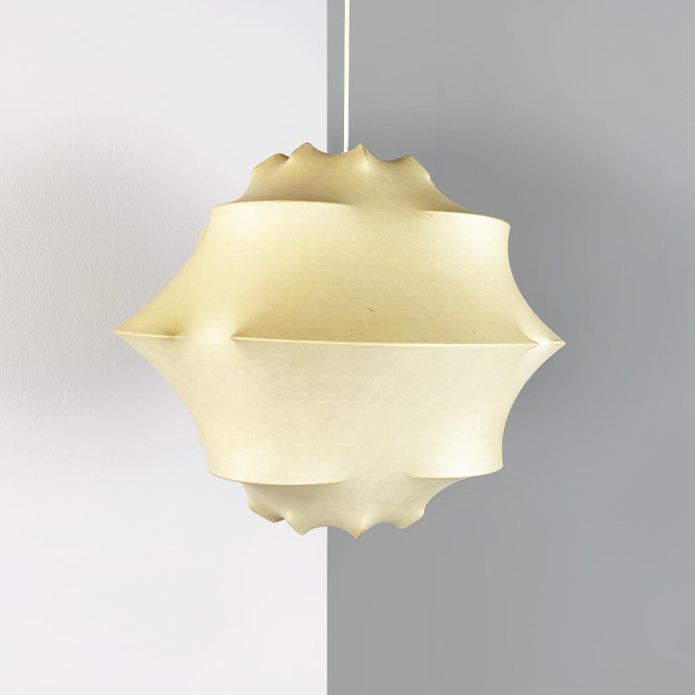 Italian Mid-Century Modern Chandelier in Cocoon and White Metal, 1960s ...