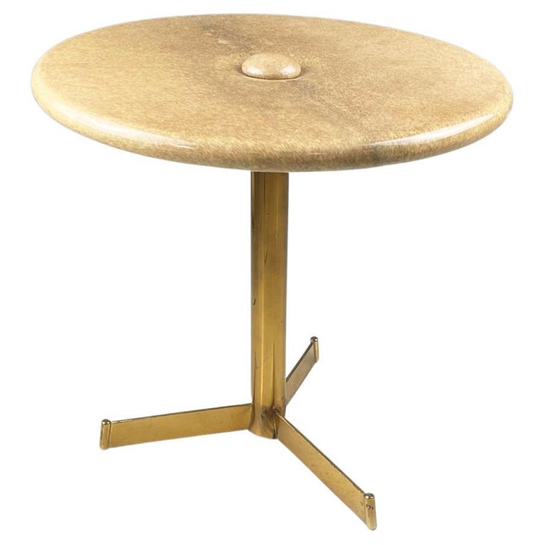 Italian Mid-Century Coffee Table in Wood, Parchment Brass by Aldo Tura ...