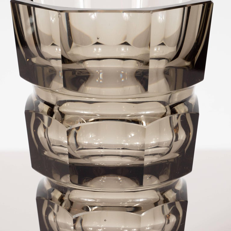 Italian Mid-Century Modern Conical Smoked Glass Octagonal Vase at 1stDibs