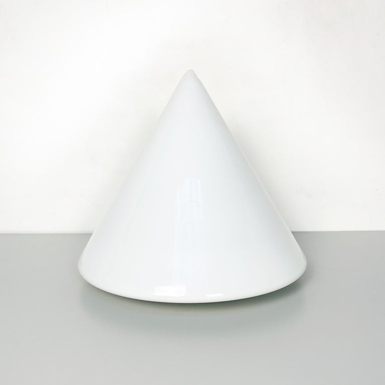Italian Mid-Century Modern Conical Table Lamp with Double Opal Glass ...