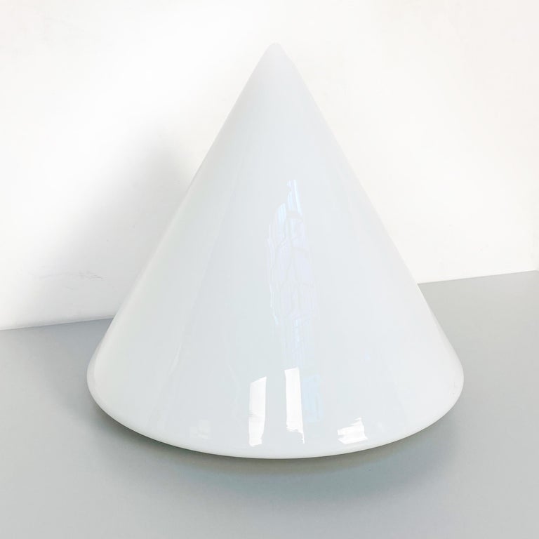 Italian Mid-Century Modern Conical Table Lamp with Double Opal Glass ...